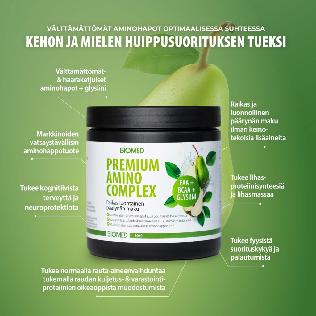 Premium Amino Complex - EAA + BCAA + Glysiini - Biomed Oy